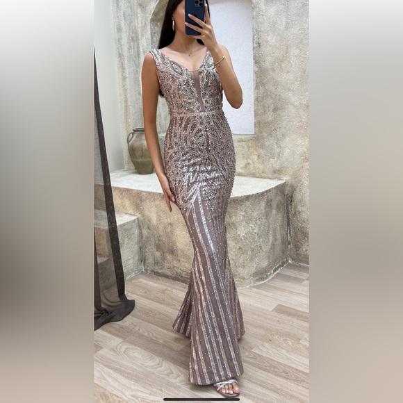 Dresses | Sleeves Custom Beaded Evening Gowndress Prom Dress From ...